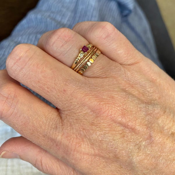 Thick Interlocking Set of 3 Rings in Silver, Gold Fill or Rose Gold ...