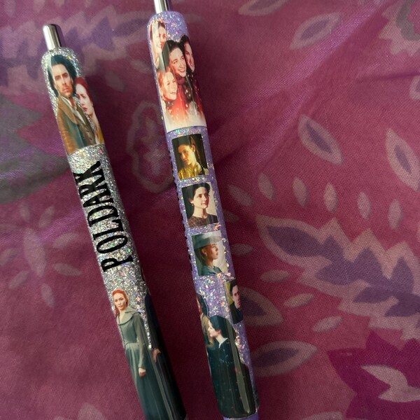 Purple Blue Floral Skull Pen / Skull Pen / Goth Pen / Skull and Flowers ...