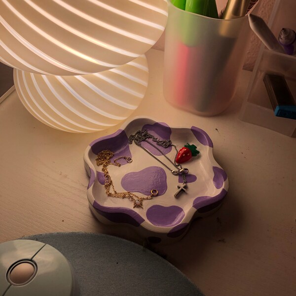 Love Strawberry Cow Clay Trinket Dish Cow Print Trinket Dish - Etsy