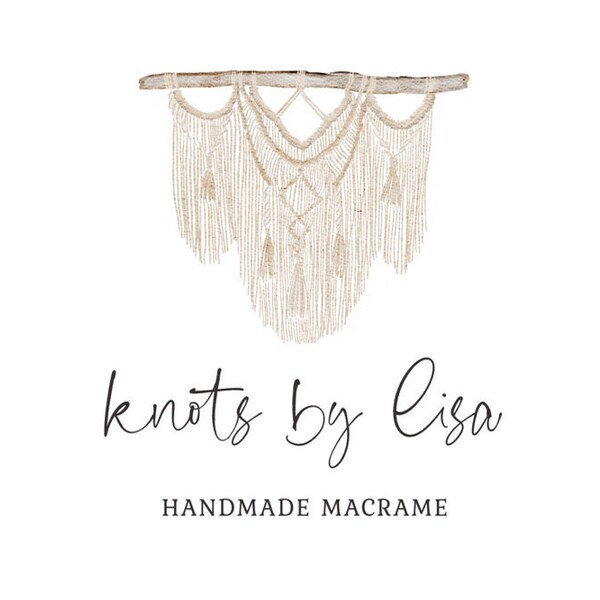 Editable Premade Logo Design, Boho Business Logo,,diy Macrame Logo ...