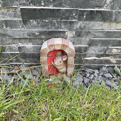 Heavy Resin Mouse Doorway With Red Door, Fairy Garden Door or Fairy ...