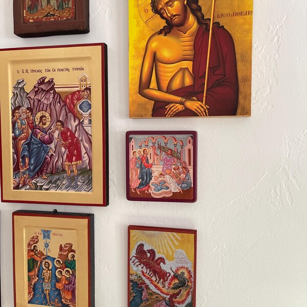 Handmade Mounted Icon | Moses the Prophet and the Burning Bush - Etsy
