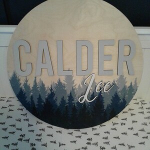 Round 3D Nursery Name Sign Pine Tree Pattern 18-36 Inch - Etsy