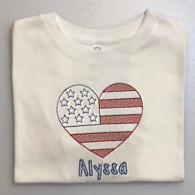 Vintage Style Heart Shaped American Flag Machine Embroidery Design - Etsy