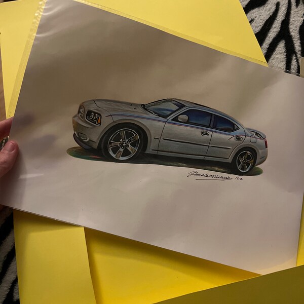 Original Drawing of Nissan, Realistic Car Drawing, Car Portrait, Gift ...