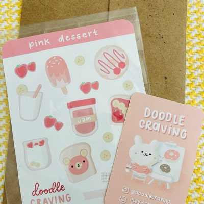 Dessert Sticker Sheet matte, Pink Stickers, Kiss Cut, Laptop ...