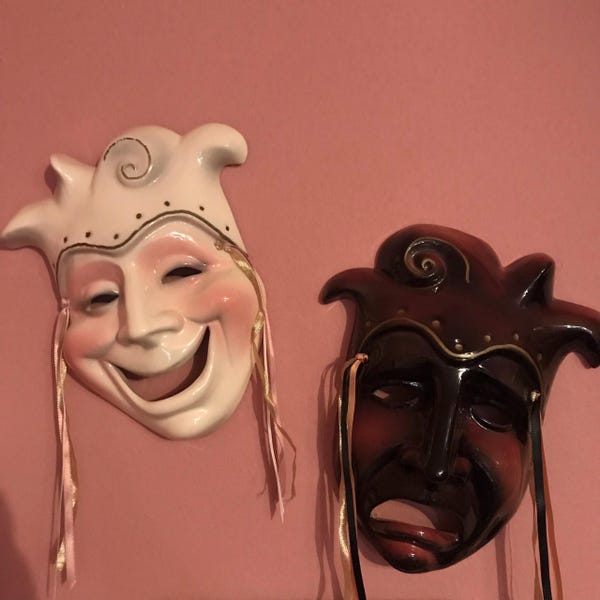 Clay Art Ceramic Face Wall Mask, Woman in Animal Print Hat Wall Hanging ...