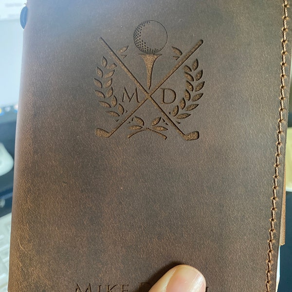 Re-fillable Engraved Leather Golf Log, Personalized, Diary, Notebook ...