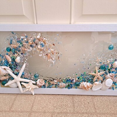 Seashell Beach Wall Art for Bathroom Decor, Square Art for Beach ...