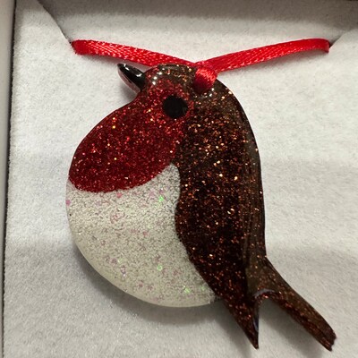 Handmade Glitter Robin Pendant With Sterling Silver Chain - Etsy UK
