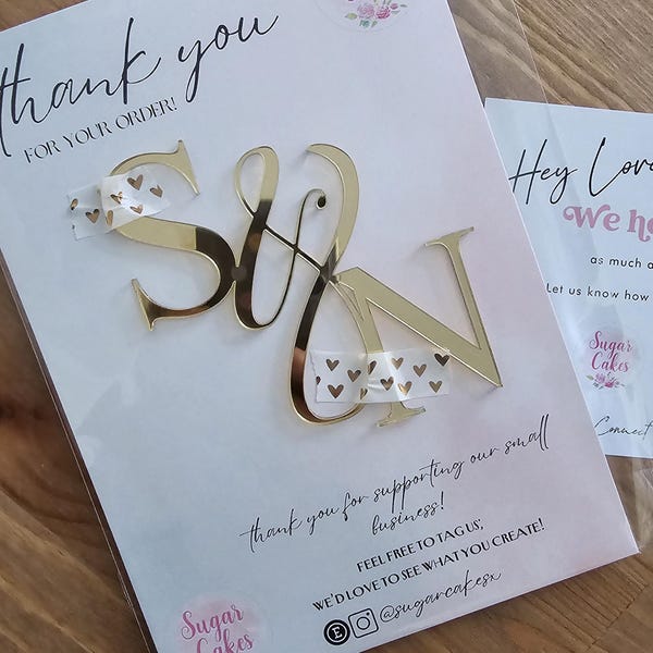 Personalised Calligraphy Acrylic Mirror Initials Letter Set Cake Charm ...