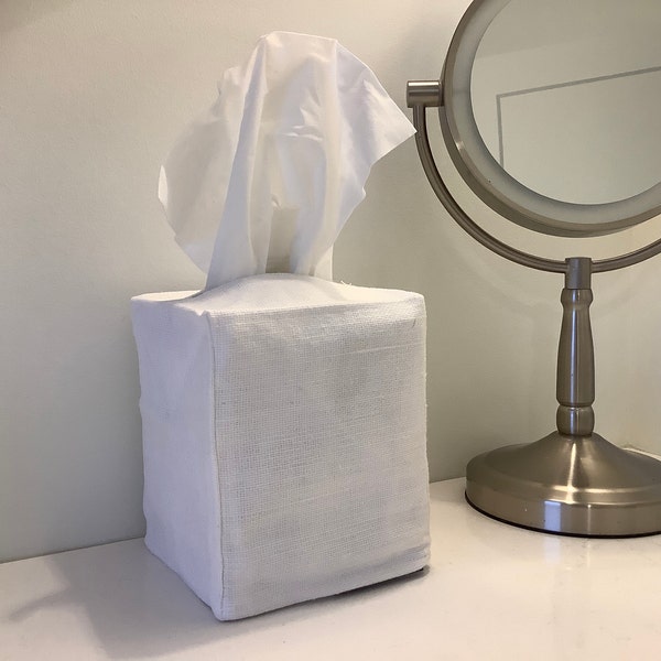 Linen Tissue Box Cover 100% Woven Linen With Cotton Muslin Lining ...