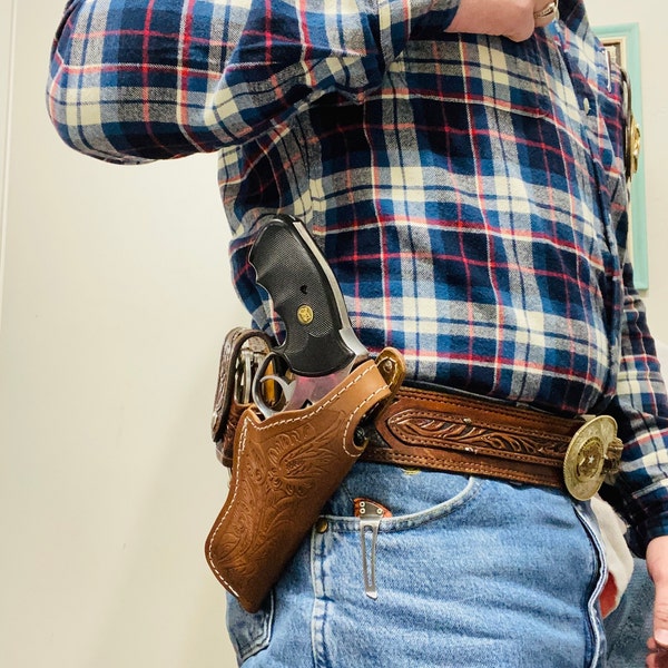 Soft Lined Leather Holster Fits S&W 686 586 66 19 Ruger GP100 Taurus ...