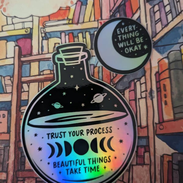 Trust Your Process Holographic Mystical Potion Bottle Sticker Galaxy ...