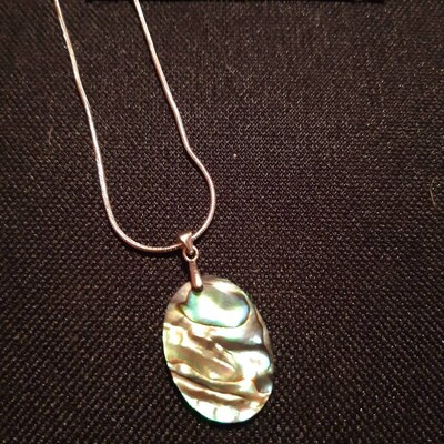 Abalone Shell Pendant, Multi Color Oval Shell Pendant, Sea Shell ...