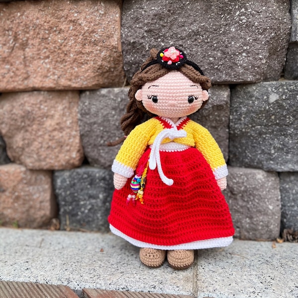 Crochet Korean Girl Pattern, Amigurumi Doll Pattern, HANA the Drummer ...