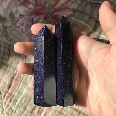 Blue Goldstone Point, Blue Sandstone Tower, Polished Sparkle Goldstone ...