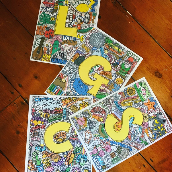 Alphabetical Colour-ins - Etsy