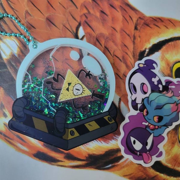 Bill Cipher Gravity Falls Liquid Shaker Charm - Acrylic ...