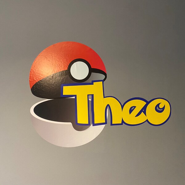 Pokeball Custom Name Wall Decal - Kids Wall Sticker - Poke Wall Decor ...