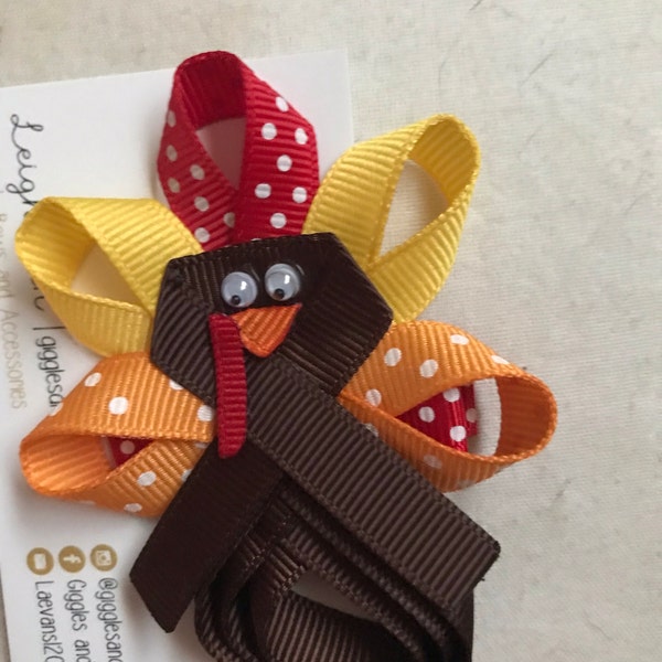 Turkey Hair Clip, Thanksgiving Hair Clip, Turkey Hair Bow, Holiday Hair ...