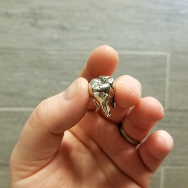 Handmade Human Molar Tooth Charm Keychain in Polished Pewter - Etsy