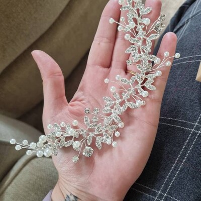 Boho Bridal Back Headpiece Bridal Halo Boho Wedding Pearl Headband ...