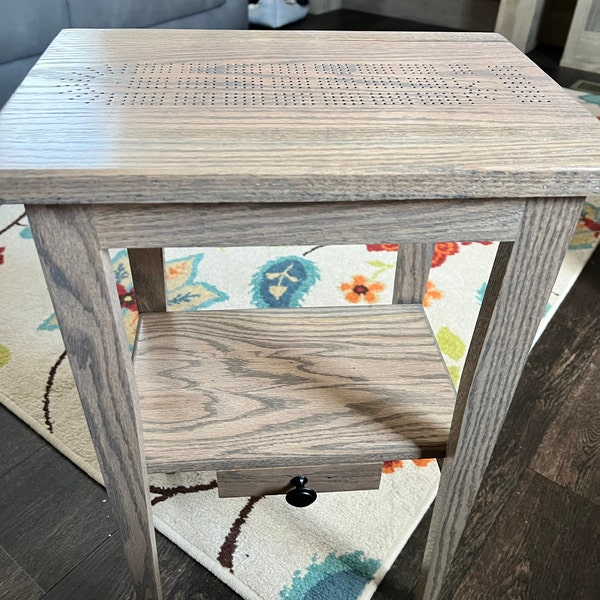 Handcrafted Stained Wood Cribbage Table, Side Table - Etsy