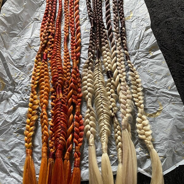 Braids Accent Set of 3 Mixed Puffy, Fishtail, Box, Mixed Synthetic ...