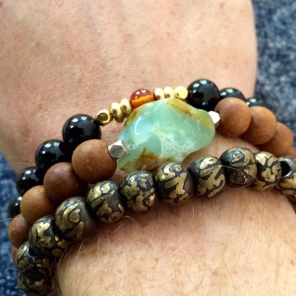 Watermelon Jade & Quartz Teardrop Statement Bracelet / Gemstone ...
