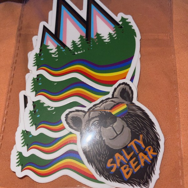 Progressive Pride Mountains Sticker, Get Outside, Mountain Sticker, PNW ...