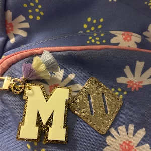 Varsity Letter Keychain With Mini Ombre Tassel Initial Zipper Pull ...