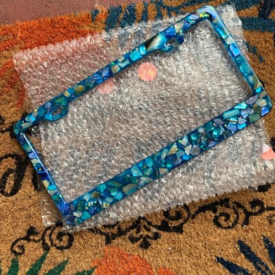 Epoxy Resin License Plate Framecustom License Plate Framered Stones ...