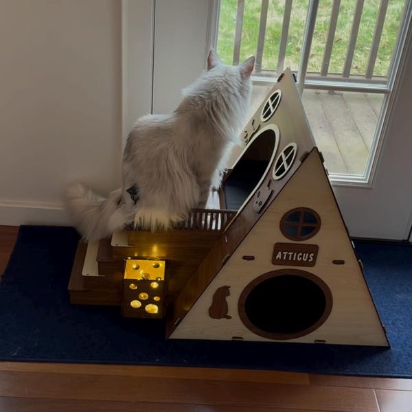 Modern Two-story Cat House: Indoor Cat Castle With Balcony - Etsy