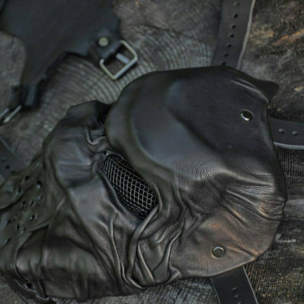 Black Brown Leather Helm "jormungandr", Dragon Images on the Temples ...