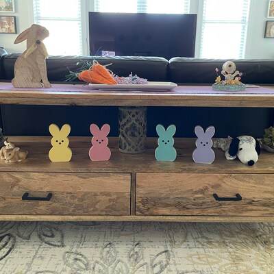 Wood Bunny Peeps, Easter Bunnies Set of 4, Spring Farmhouse Decor ...