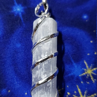 Selenite Pendant, Selenite Necklace, Pendulum, Sacred Adornment ...