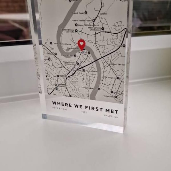 Where We First Met Personalised Map Print of City Custom Acrylic Block ...