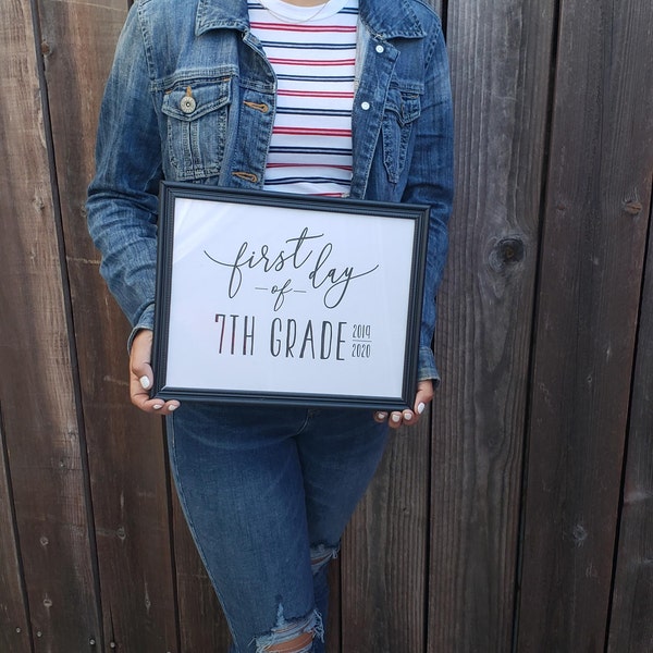 First Day of Seventh Grade Sign, 7th Grade, First Day of School ...