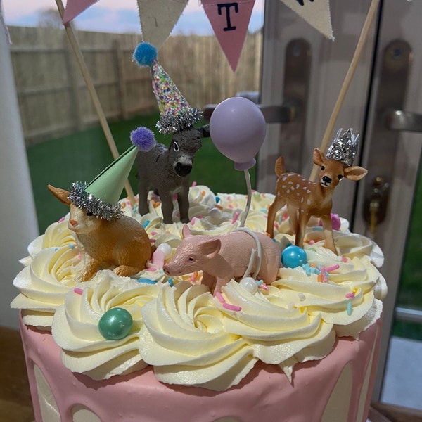 Mini Party Hats & Glitter Crowns for Animal Cake Toppers - Etsy