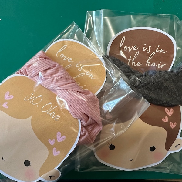 Birthday Party Favor, Love is in the Hair, Valentine's Day Card, Kid's ...