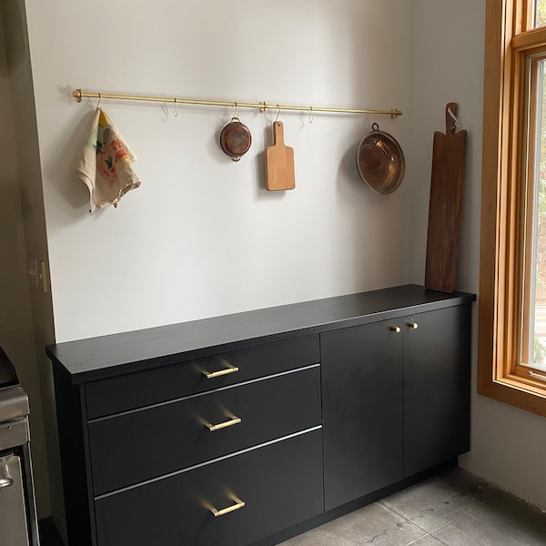 Brass Pot and Pan Rail Diameter: 15mm - Kitchen Storage - Brass Kitchen ...