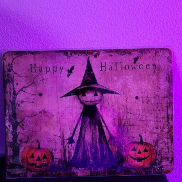 Primitive Halloween Decor Metal Sign Decoration Antique Rustic ...