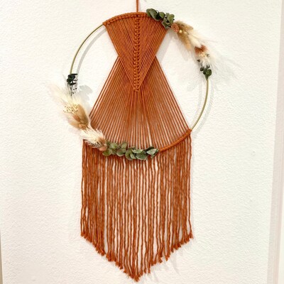Large Floral Macrame Hoop Wall Hanging / Dried Flower Wreath / Boho ...