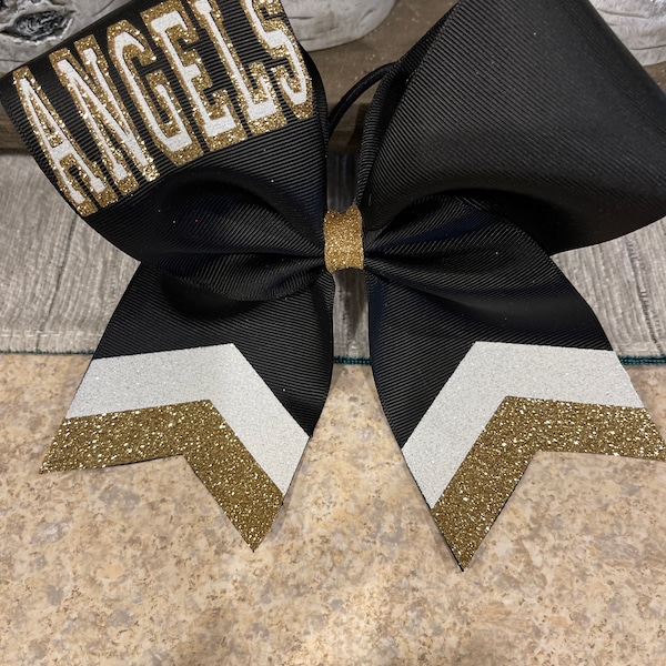 Cheer Bow With Chevron Tails and Outlined Name/fully Customizable Cheer ...