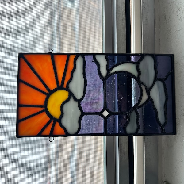 Celestial Sun and Moon Stained Glass Pattern, Beginner Stained Glass ...