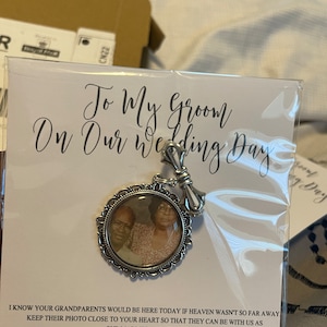 Personalised Memorial Photo Bow Charm Pin/gift for Groom/him/heaven ...