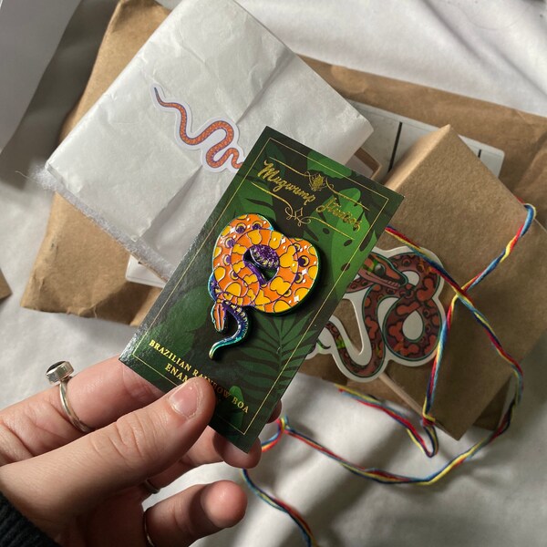 Snake Enamel Pin - Brazilian Rainbow Boa Pin, Rainbow Metal Pin ...