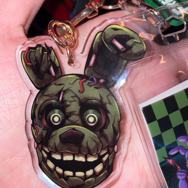 Springtrap, Spring Bonnie, Yellow Rabbit- FNAF Keychain 2.5" Double ...