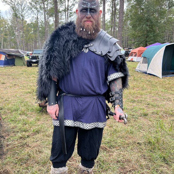 Hooded Capelet - Thor's Hammer Embroidery - Medieval Capelet - Viking ...